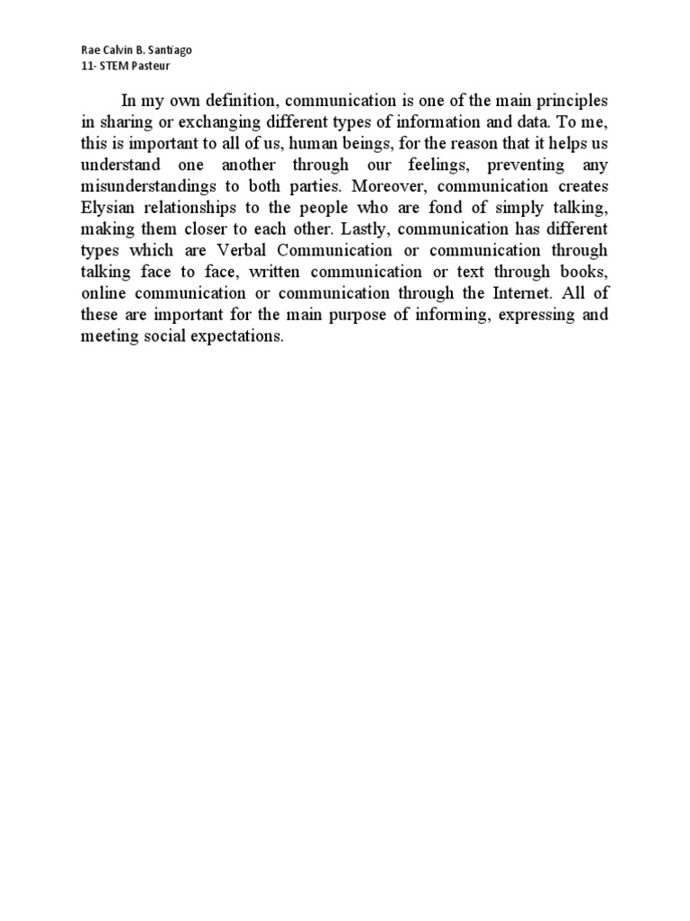 Own Definition of Communication | PDF