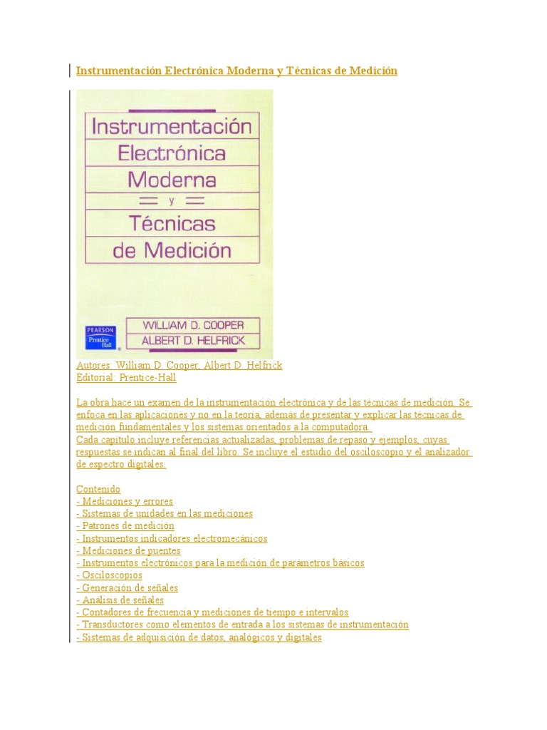 Instrumentación Electrónica Moderna y Técnicas de Medición | PDF