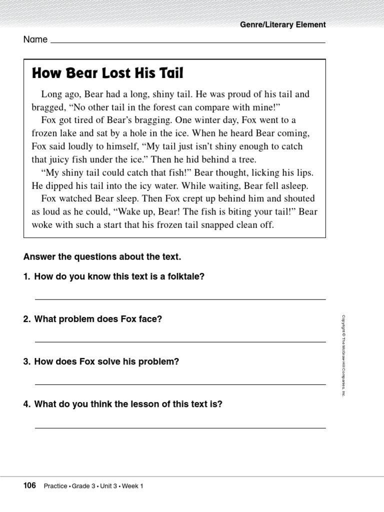 How Bear Lost His Tail: Genre/Literary Element | PDF