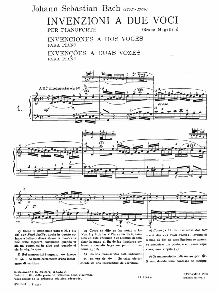 Invenzione A Due Voci Bach | PDF