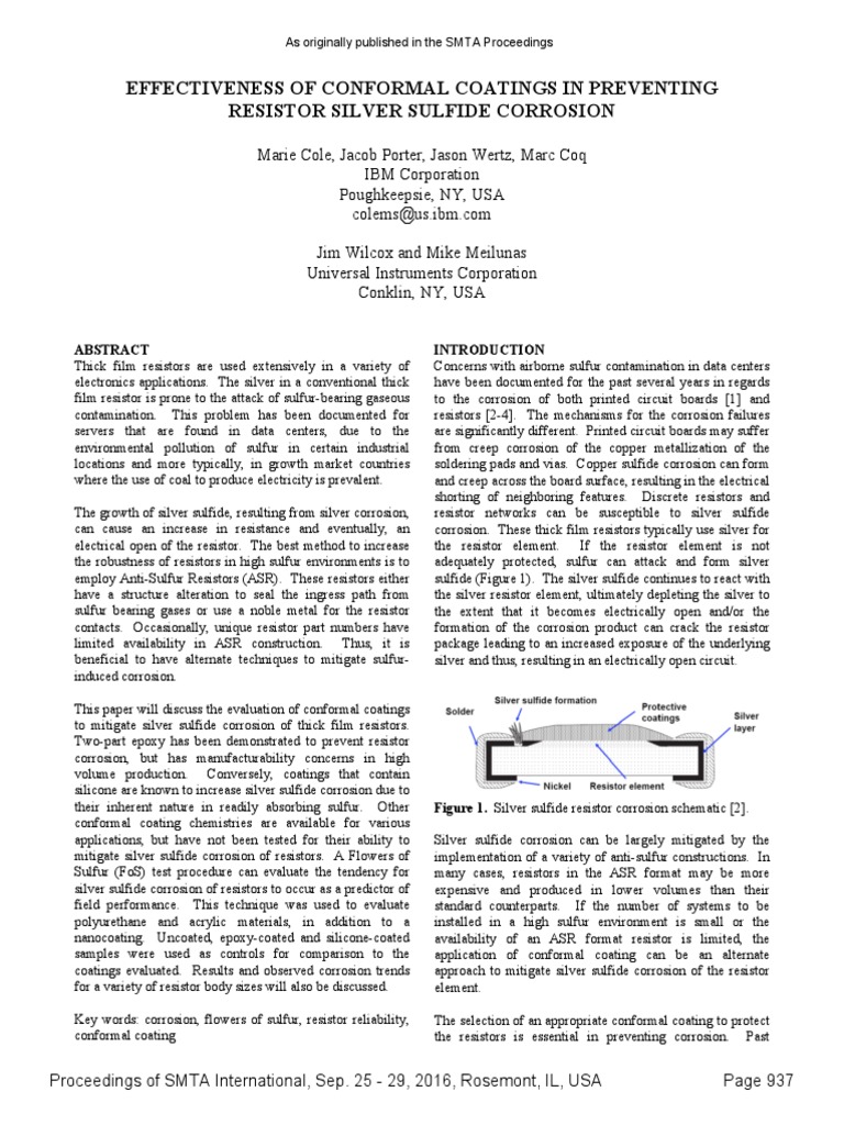 Effectiveness - Conformal - Coatings - Preventing - Resistor - Silver ...