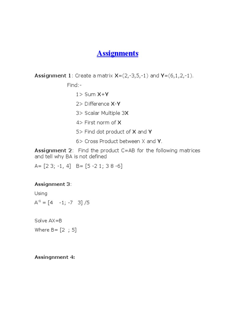Assignment 1 Introduction To Matlab Pdf