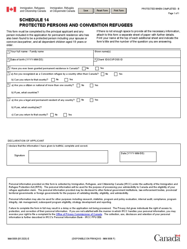 Protected Status Documentation: A Form for Permanent Residence ...