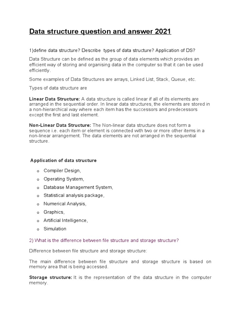 Data Structure Question and Answer 2021: 2) What Is The Difference ...