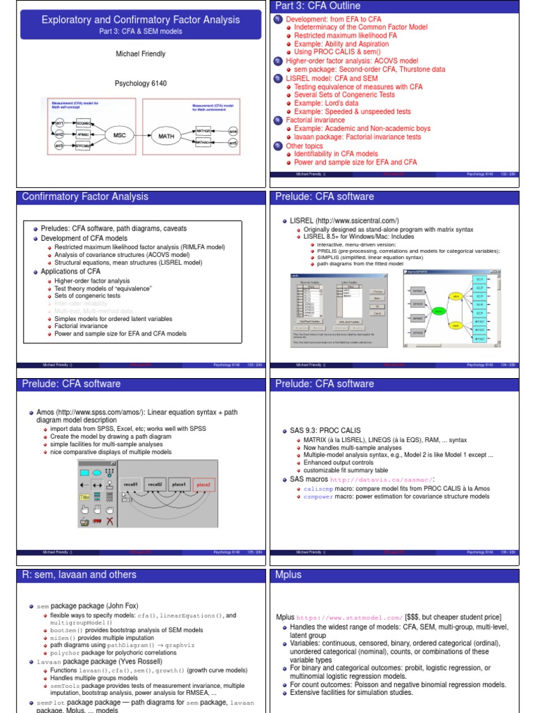 Part 3: CFA & SEM Models: Michael Friendly | PDF | Structural Equation ...