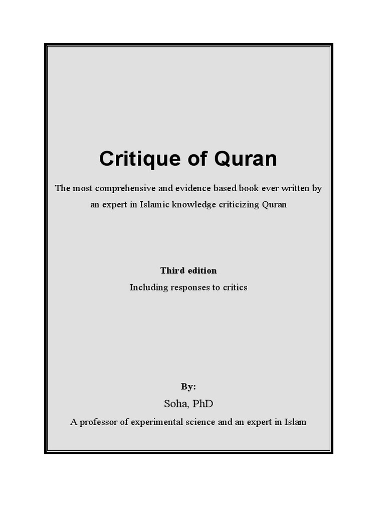 Critique, Criticism of Quran | PDF | Quran | Islam