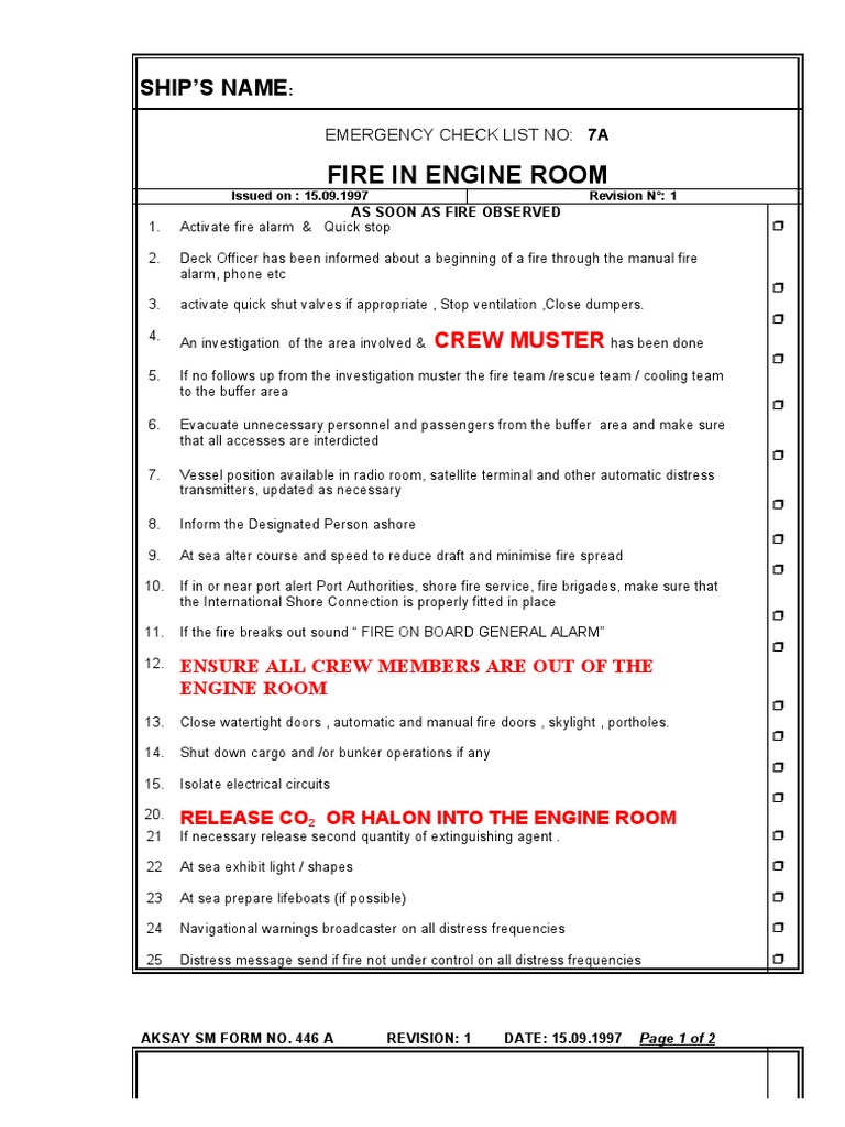 Fire in Engine Room: Ship'S Name | PDF | Fires | Transport