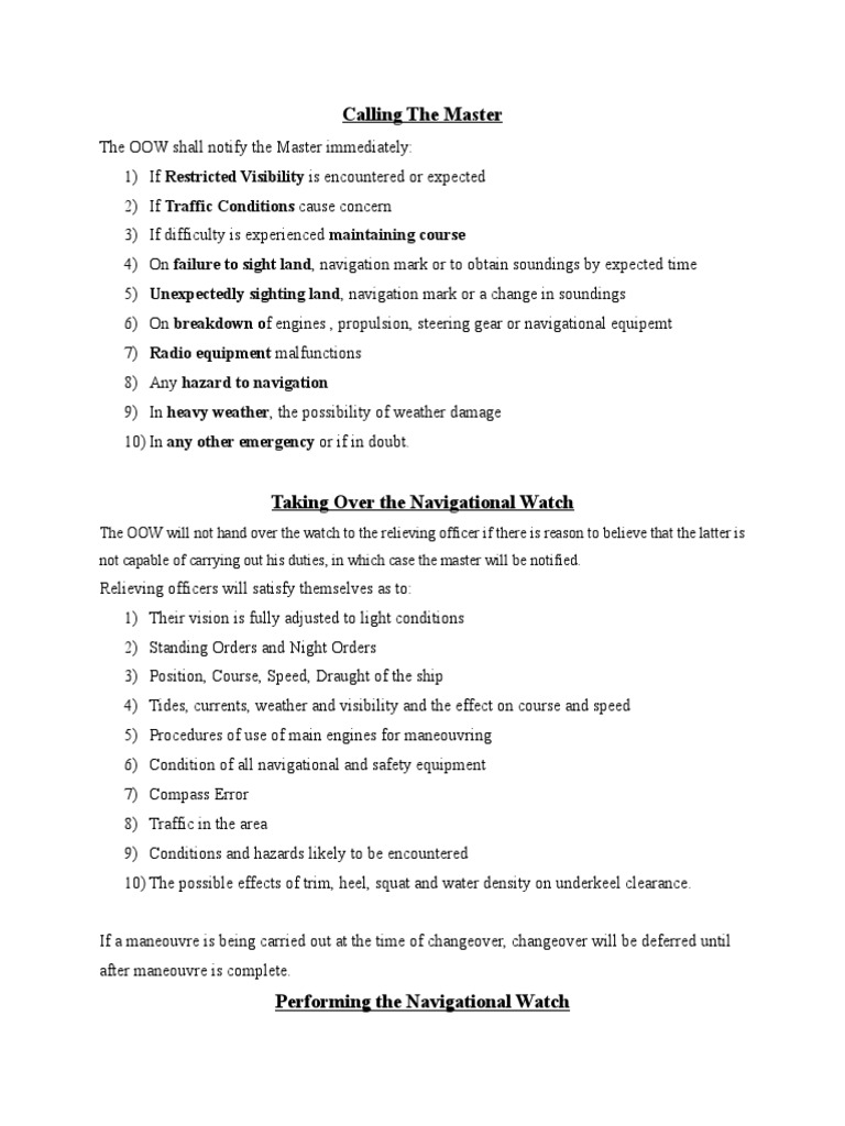 Watchkeeping Checklists | PDF | Navigation | Anchor