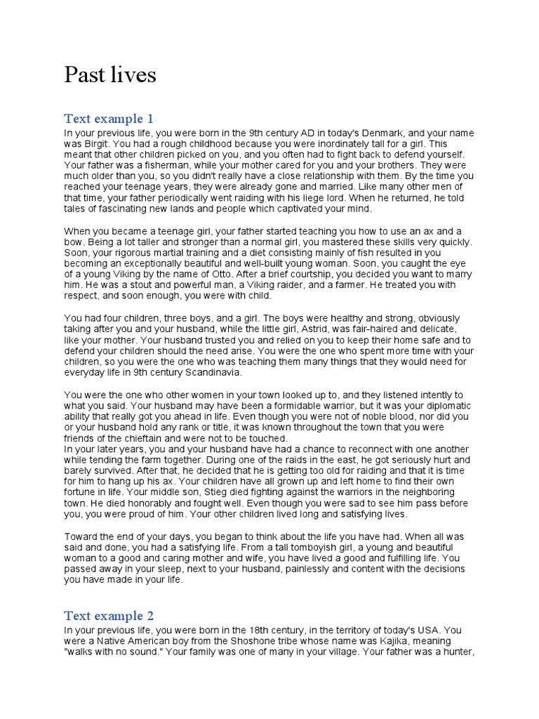 Past Lives: Text Example 1 | PDF | Spear