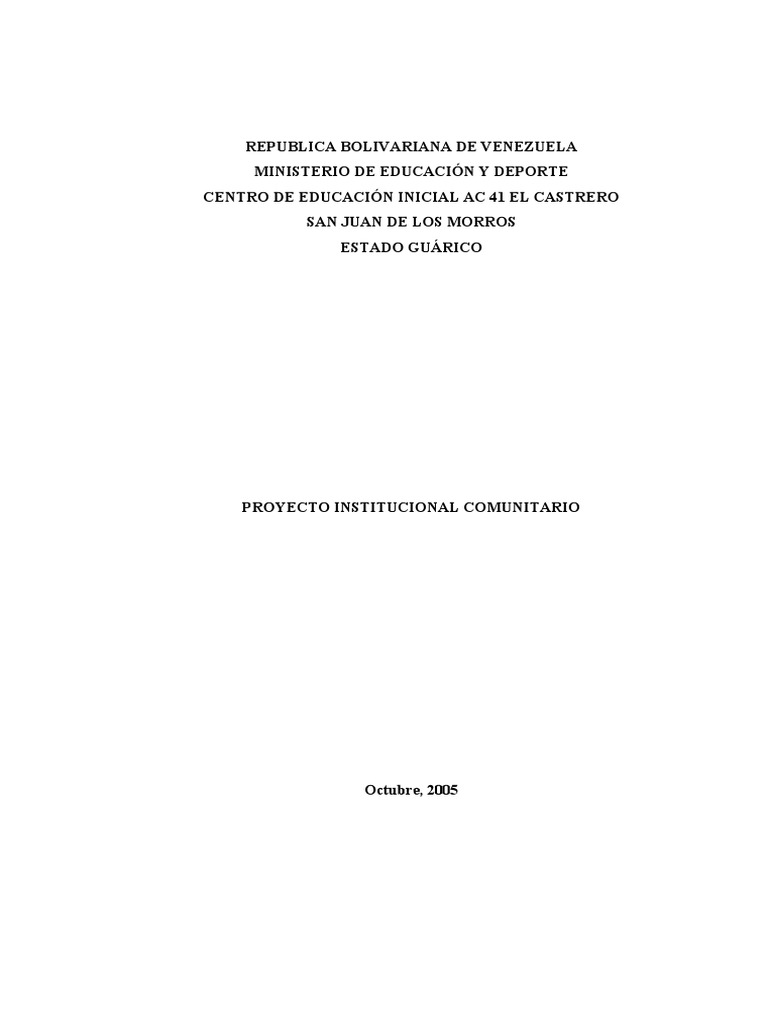 Proyecto Comunitario | PDF | Educación de la primera infancia