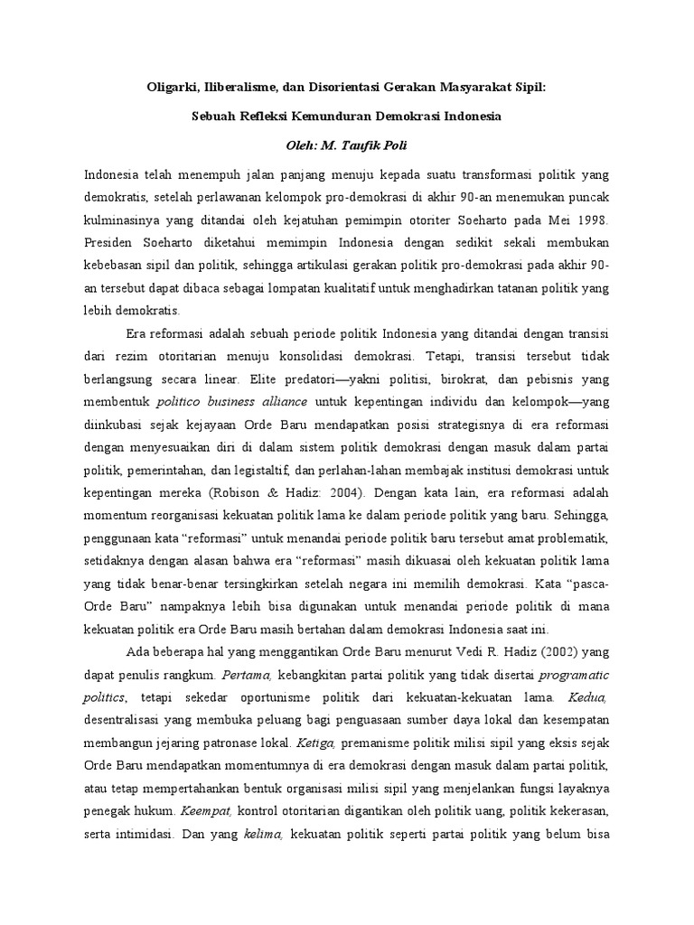 Refleksi Situasi Demokrasi Di Indonesia | PDF | Politik | Ilmu Sosial Refleksi Situasi Demokrasi Di Indonesia | PDF | Politik | Ilmu Sosial