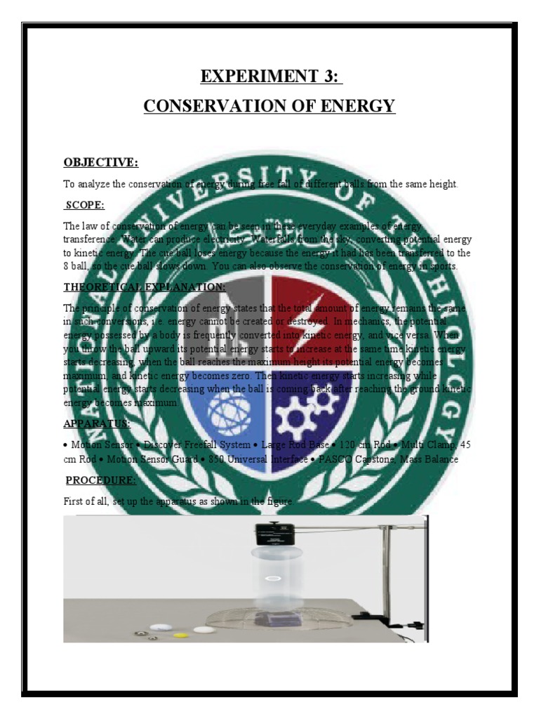 Experiment 3 Law of Conservation of Energy | PDF | Kinetic Energy ...