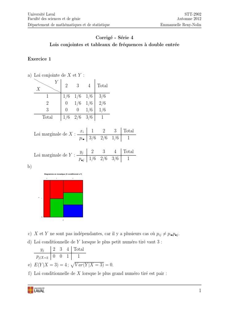 Serie4 Corrige | PDF | Loi de probabilité | Espérance mathématique