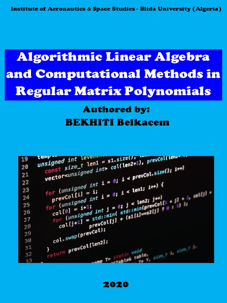 Algorithmic Linear Algebra and Computational Methods in Regular Matrix Polynomials | PDF