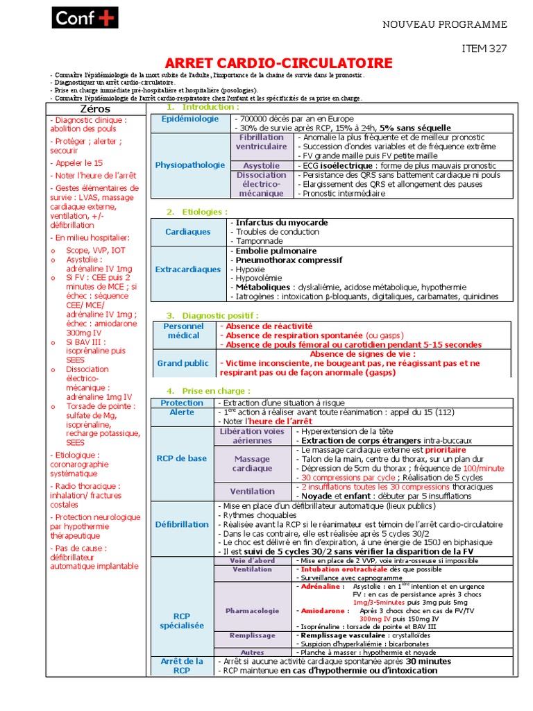 Arrêt Cardio-Circulatoire: Diagnostic et Prise en Charge | PDF ...