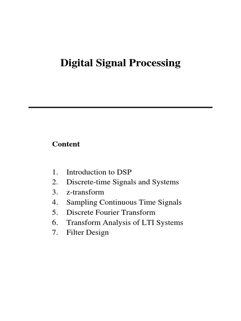 DSP Lectures Full Set | Download Free PDF | Digital Signal Processing ...
