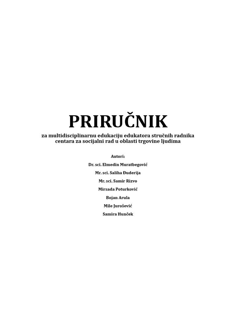 Prirucnik Za Multidisciplinarnu Edukaciju Edukatora Strucnih Radnika Centara Za Socijalni Rad U ...