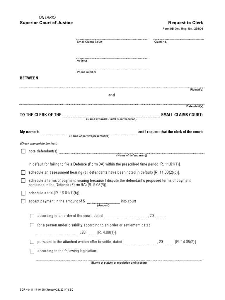 Form 09B Request To Clerk | PDF | Public Sphere | Government Institutions
