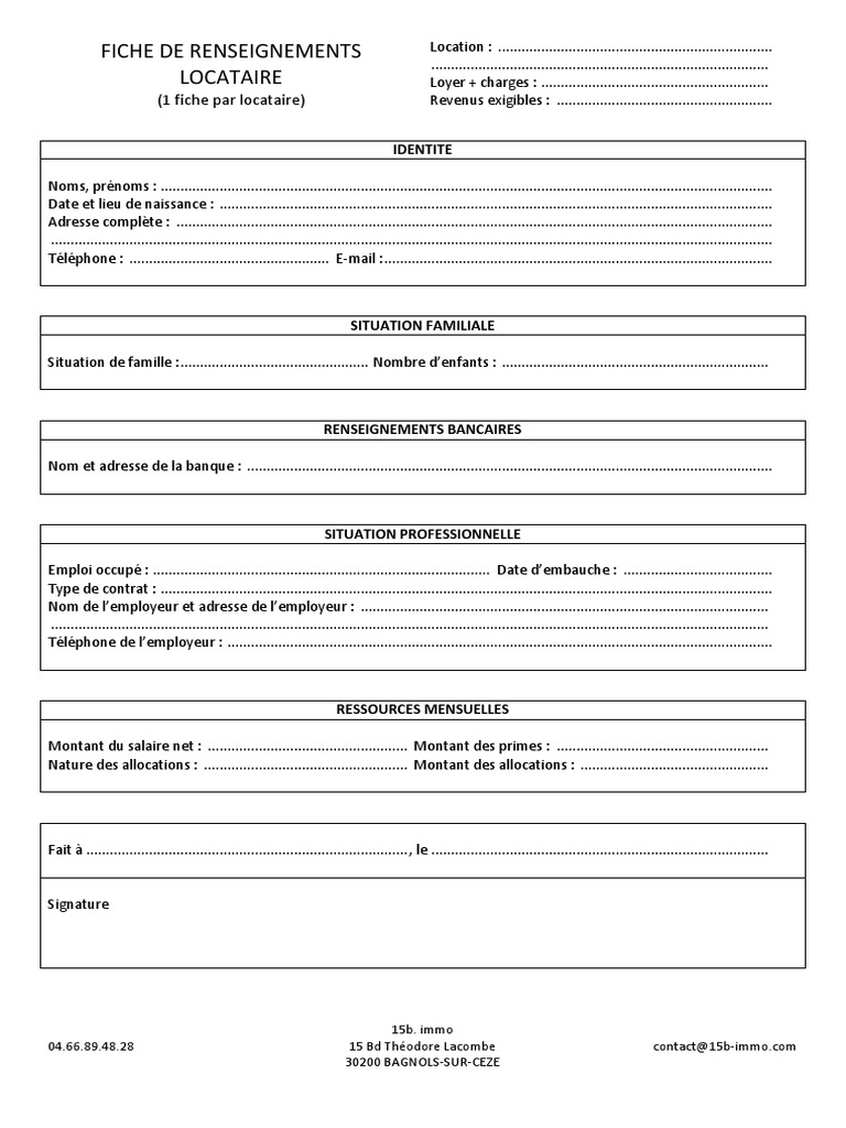 Fiches De Renseignements _ Fiche de Renseignement Salarié Excel ...