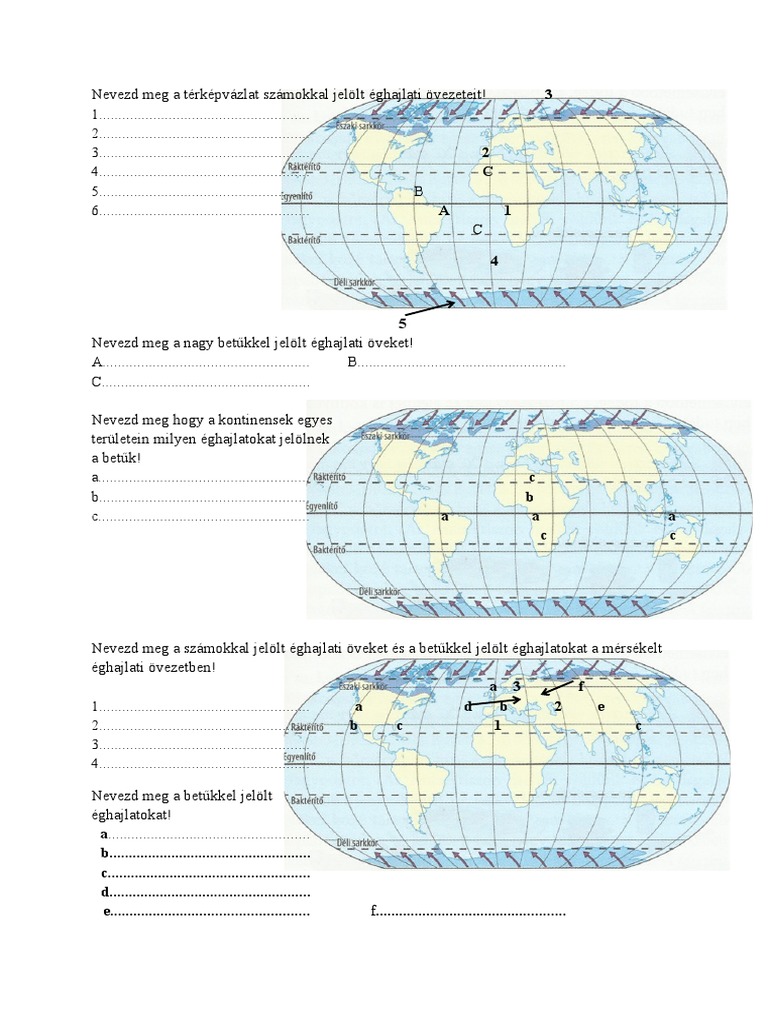Éghajlati Övezetek Övek Éghajlatok Gyakorlás 7 Oszt | PDF