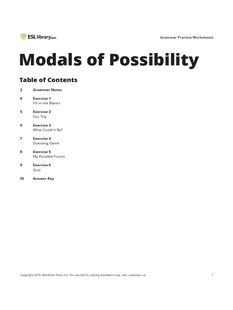 Modals of Possibility Exercises | PDF | Verb | Human Communication