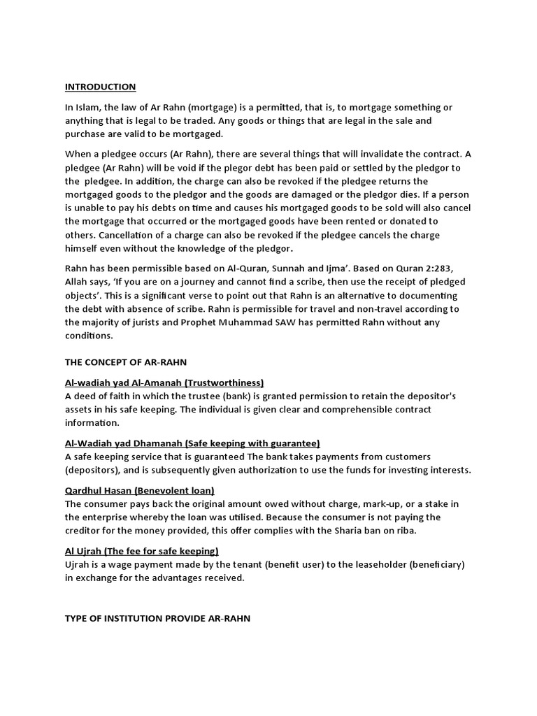 Ar Rahnu Short - Explaination | PDF | Mortgage Loan | Banking