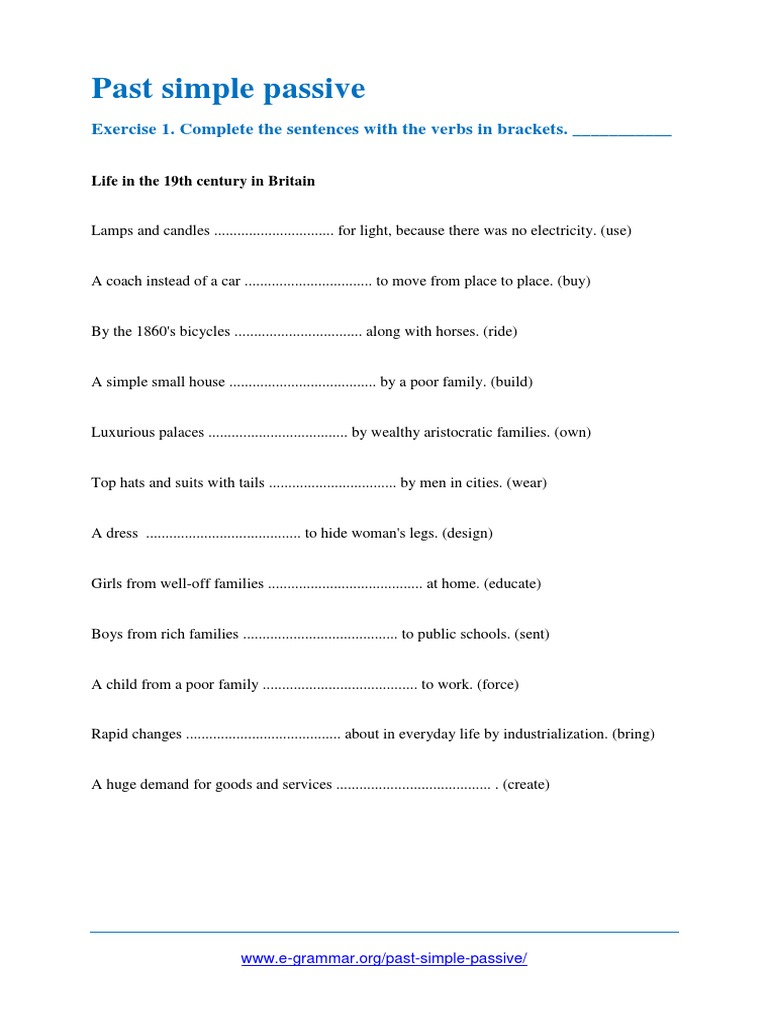 Past Simple Passive Exercise 1 | PDF