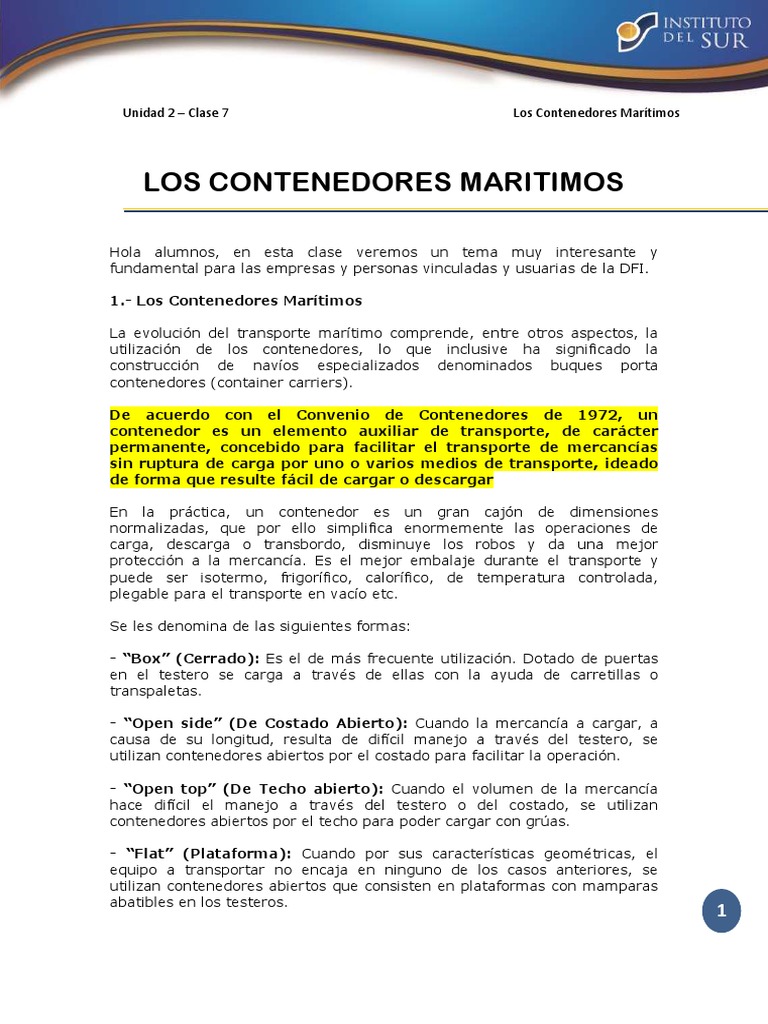 2 Clase 7 Los Contenedores Maritimos | PDF | Herramientas | Transporte ...