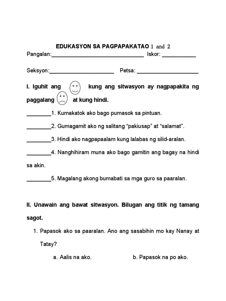 Summative Grade 1 and 2 | PDF