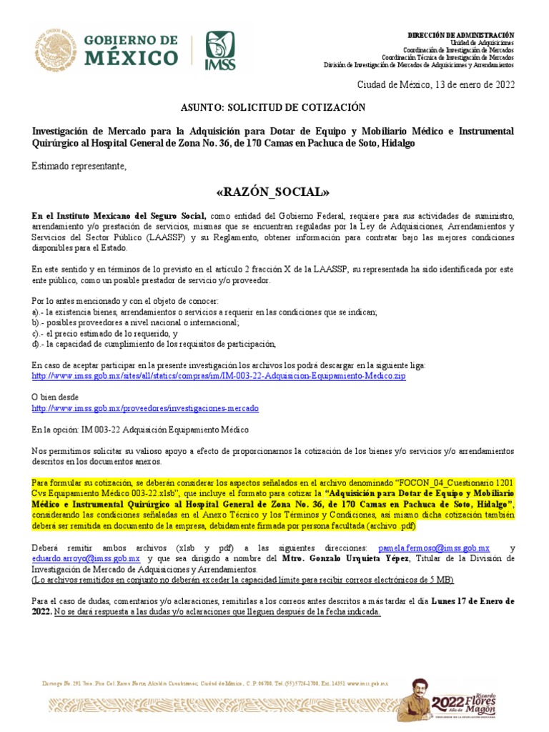 FOCON - 04 - (Invitación Investigación de Mercado) | PDF | México