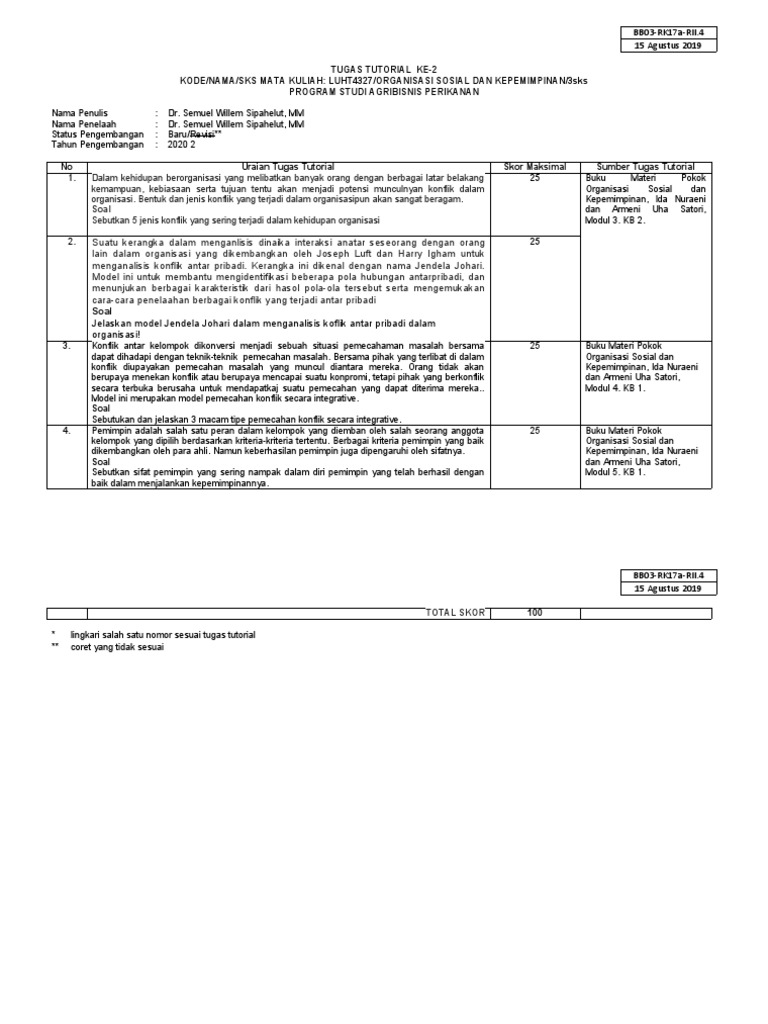Soal Tugas Tutorial 2 | PDF