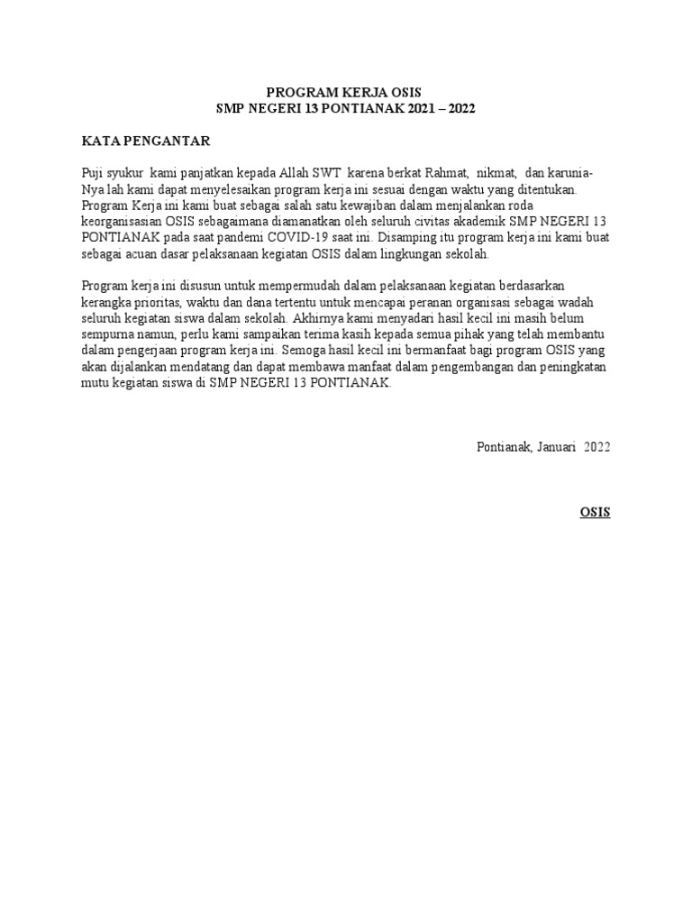 Program Kerja Osis | PDF
