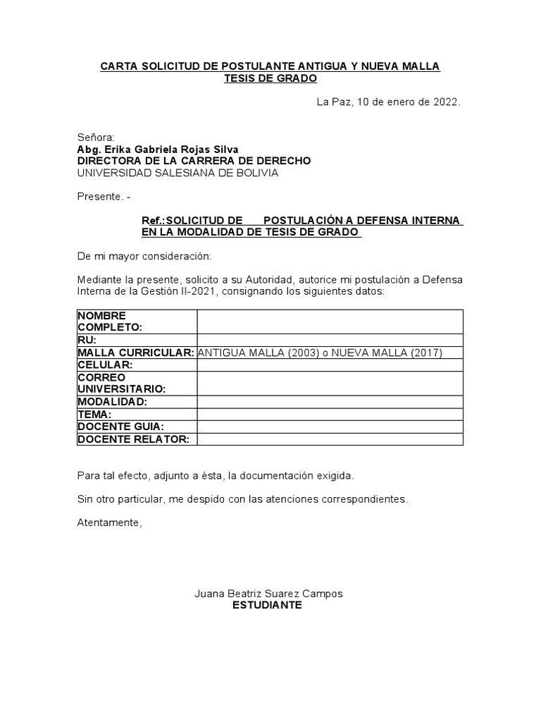 Modelos de Cartas - Tesis de Grado | PDF
