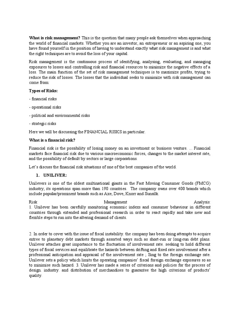 Risk Management Project | PDF | Nestlé | Risk