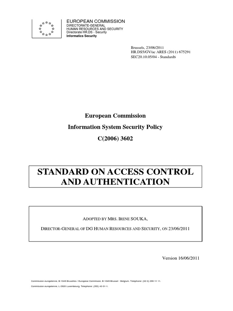 Annex 7 Standard On Access Control and Authentication | PDF | Access ...