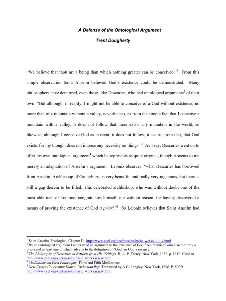 A Defense of The Modal Ontological Argument | PDF | Argument | Ontology