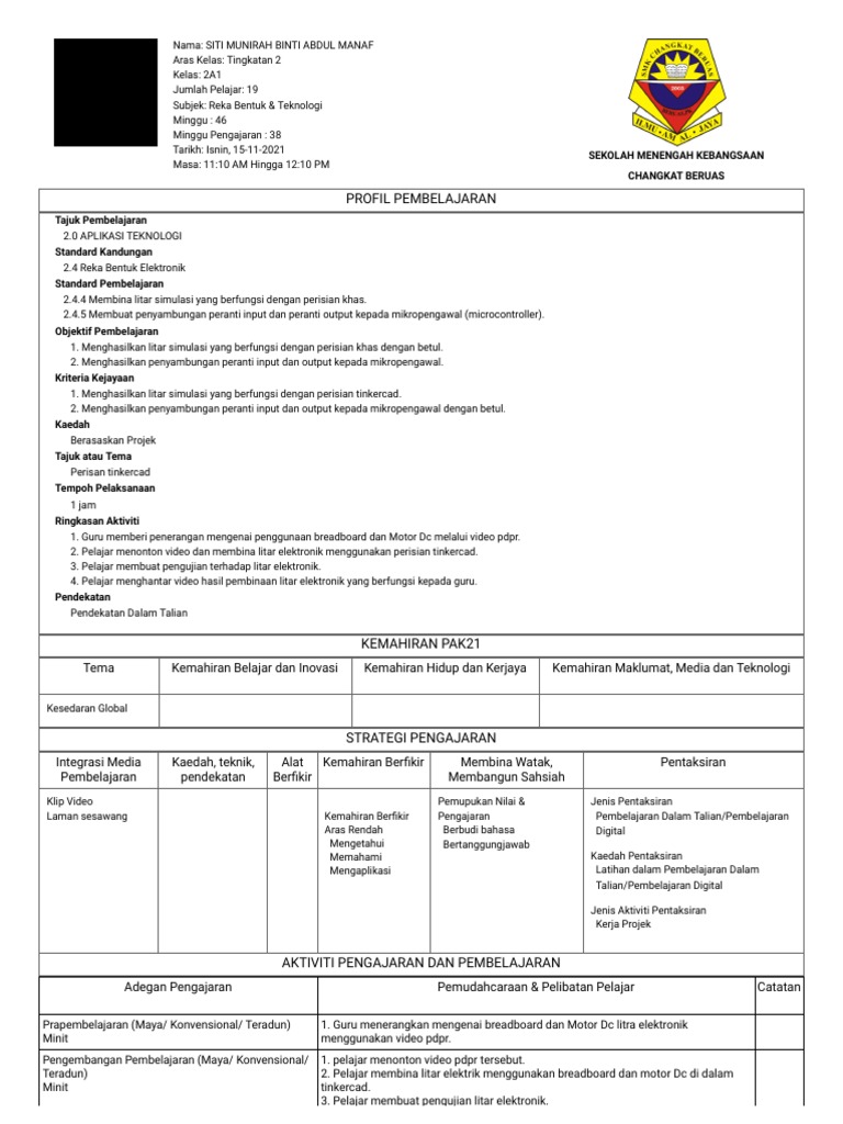 Asie Model - Siti Munirah Binti Abdul Manaf-2a1-Reka Bentuk & Teknologi - Minggu 46 | PDF | Seni ...