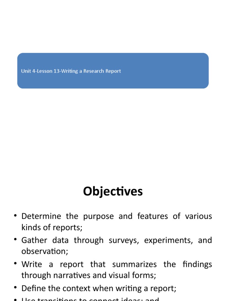 Unit 4-Lesson 13-Writing A Research Report | PDF | Science | Data