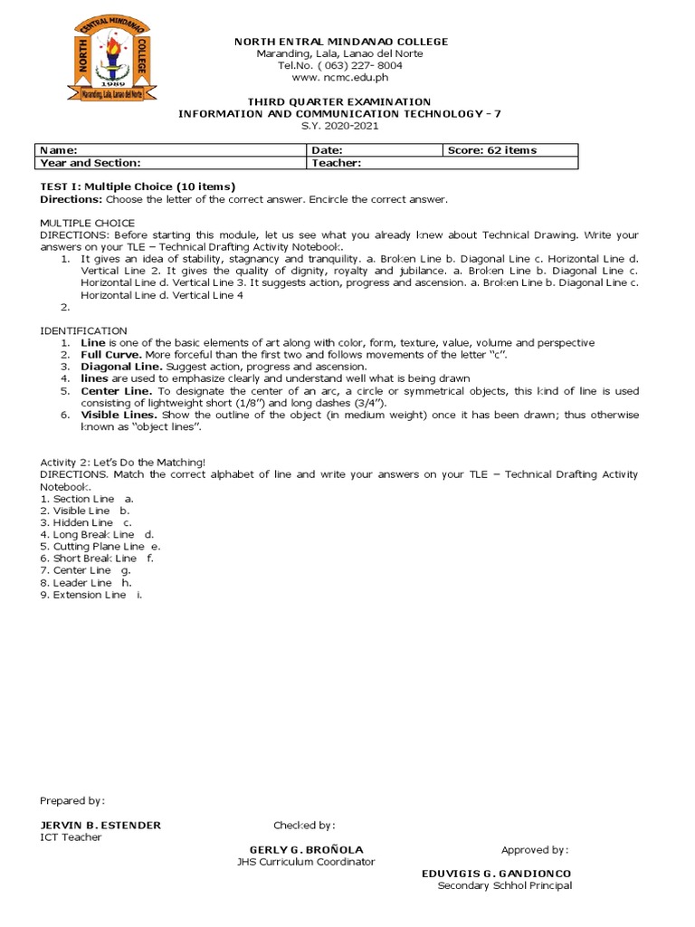 TQ 3RD Quarter Grade 7 | PDF | Technical Drawing