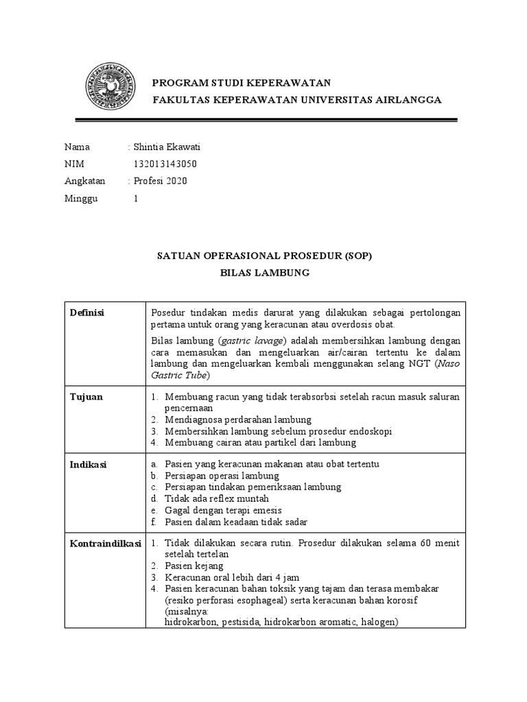 SOP Bilas Lambung | PDF