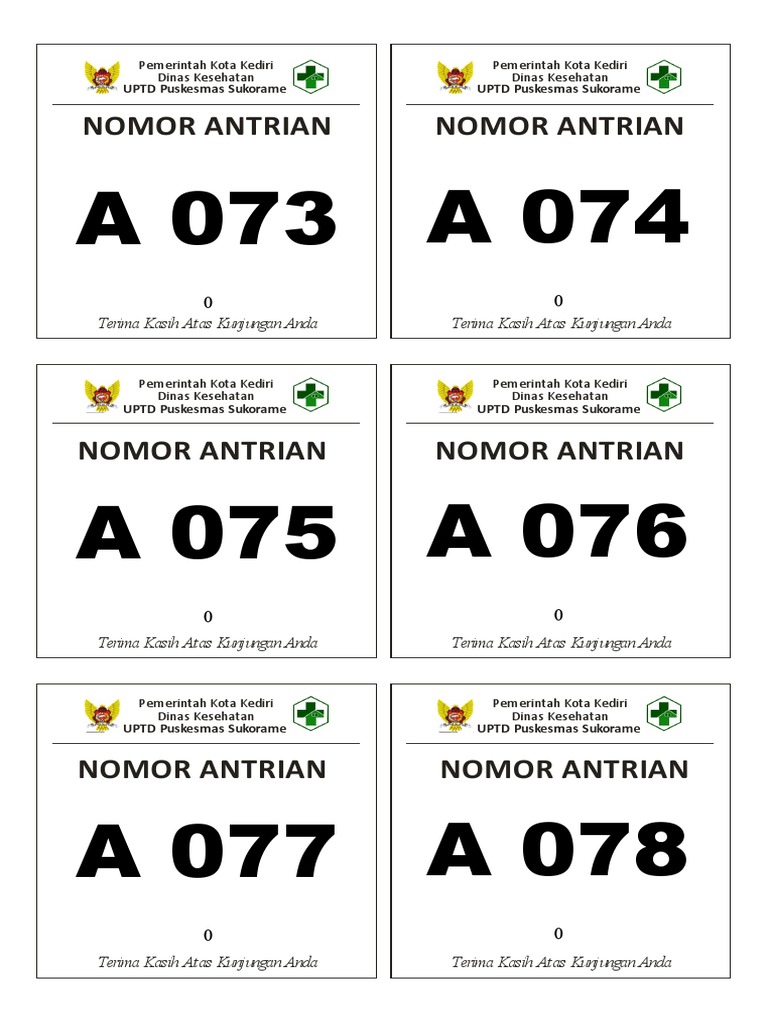 Template Nomor Antrian | PDF