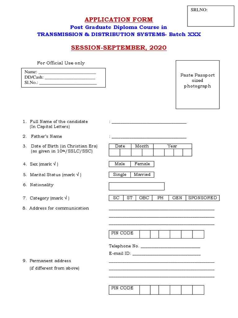 Application Form - PGDC TND XXX - Revised | PDF | Identity Document
