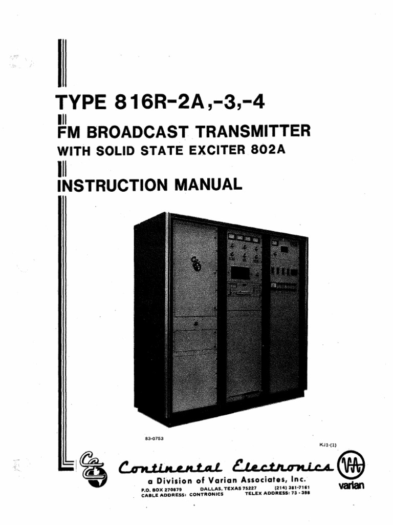 TYPE 816R-2A ,-3,-4: FM Broadcast Transmitter | PDF | Amplifier | Frequency Modulation