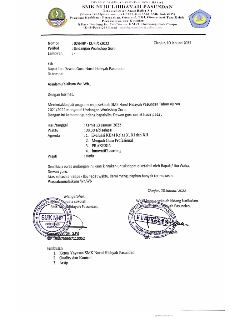 Surat Undangan Workshop | PDF