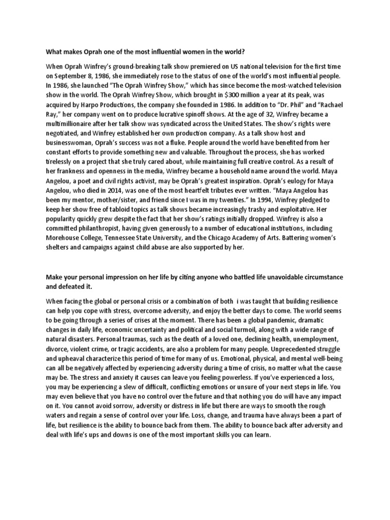 What Makes Oprah One of The Most Influential Women in The World? | PDF ... What Makes Oprah One of The Most Influential Women in The World? | PDF ...
