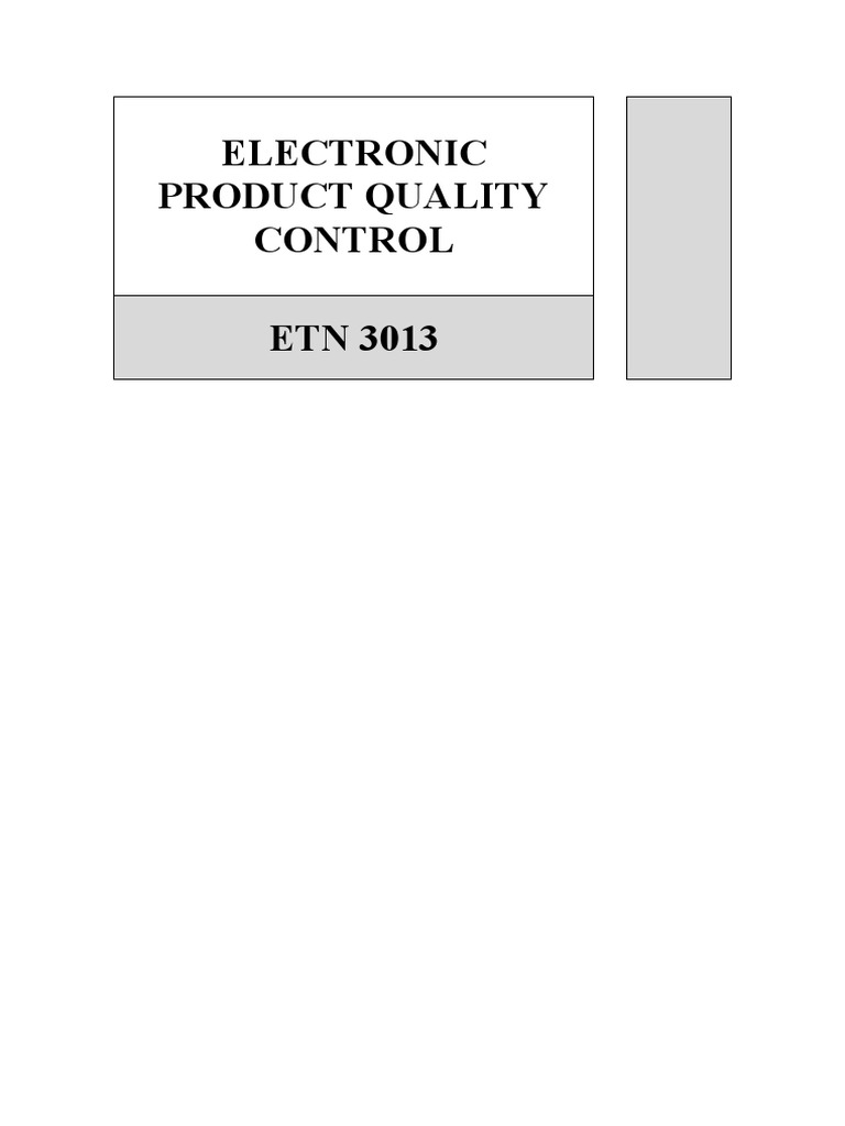 Electronic Product Quality Control ETN 3013 | PDF