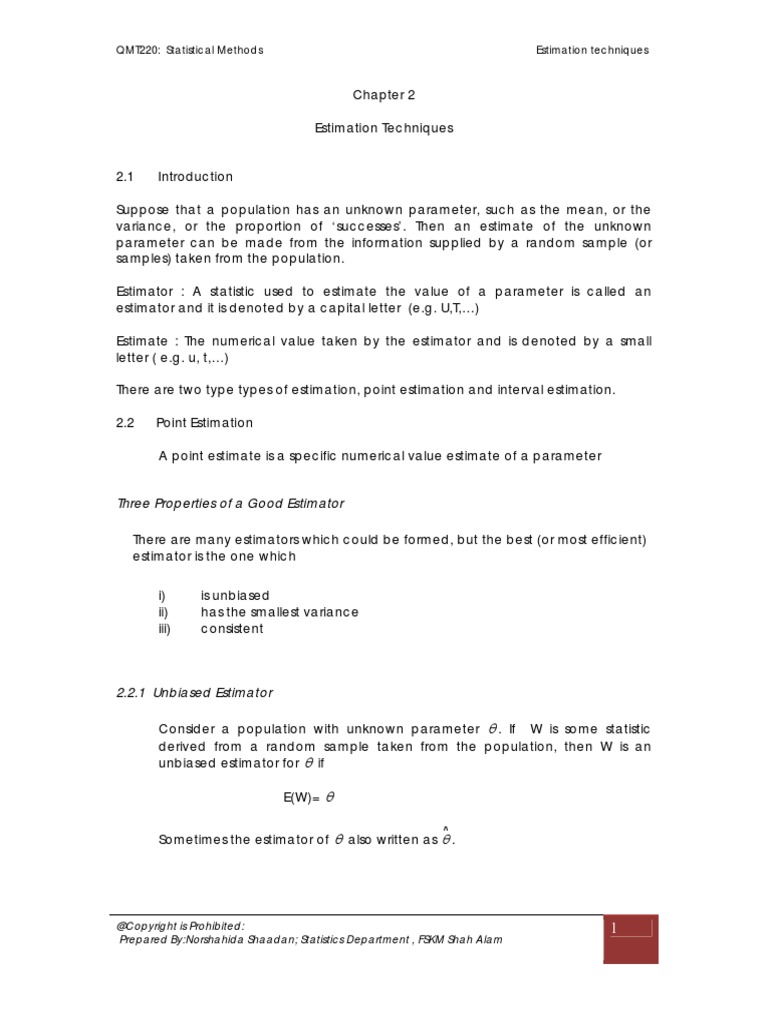 Note3 CHAPTER2 | PDF | Estimator | Confidence Interval