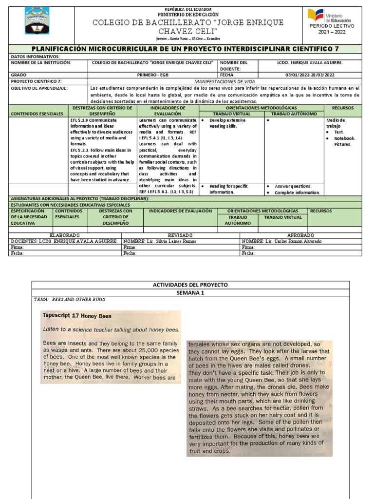Proyect.7 Cientifico Primero1 2 Ingles | PDF | Arte