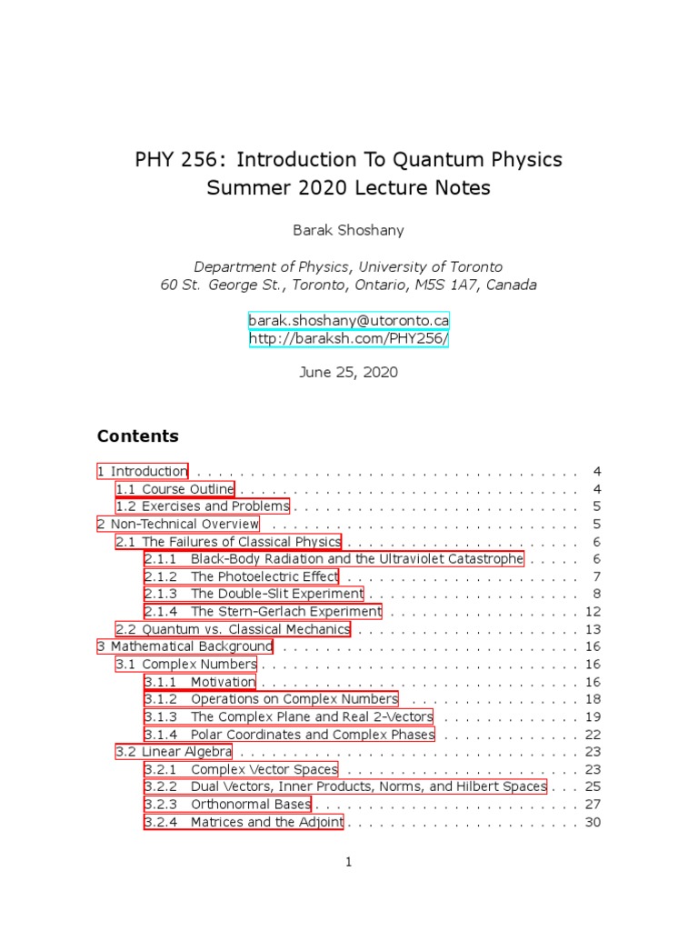 Barak Shoshany PHY 256 Lecture Notes | PDF | Quantum Mechanics ...