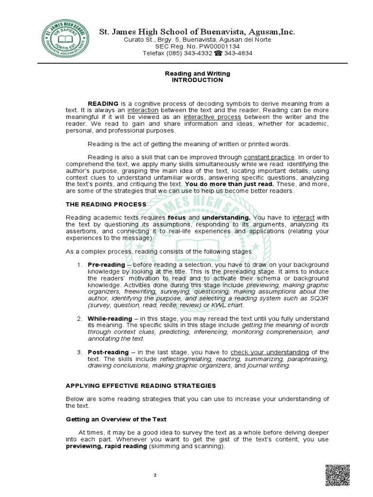 Module 1: Reading and Writing | PDF | Speed Reading | Essays